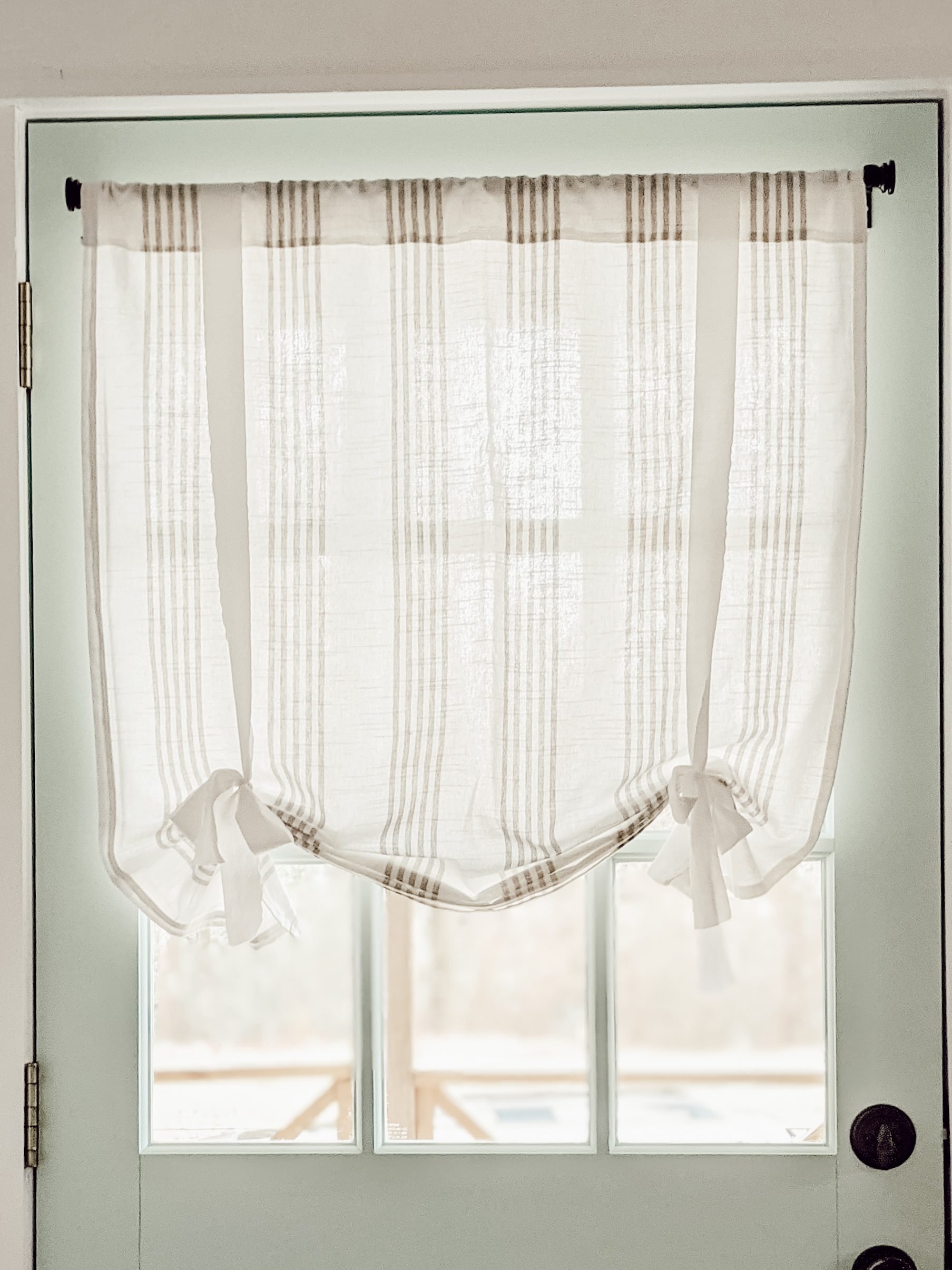 DIY Tie Up Curtains White Woodgrain